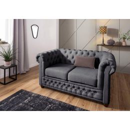 Home Affaire Chesterfield-Sofa New Castle, mit hochwertiger Knopfheftung in Chesterfield-Design, B/T/H: 148/86/72, schwarz