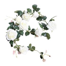 Kunstblume Rosengirlande Dijon Rose, Botanic-Haus, Höhe 10 cm, weiß