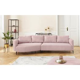 LEONIQUE Sofa Kacey, mit abgerundetem Cocoon-Element und losen Rückenkissen, rosa