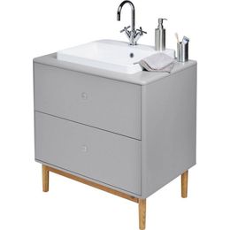 Tom Tailor HOME Waschtisch COLOR BATH, mit Mineralgussbecken, mit Füßen in Eiche geölt, Breite 80 cm, grau