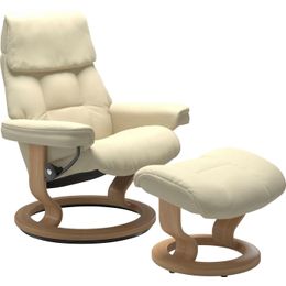 stressless® Relaxsessel Ruby (Set, Relaxsessel mit Hocker), mit Classic Base, Größe S, Gestell Eiche, Wenge, Braun & Schwarz, beige