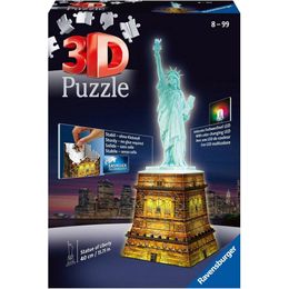 Ravensburger 3D-Puzzle Freiheitsstatue bei Nacht, 108 Puzzleteile, mit Farbwechsel LEDs; Made in Europe, FSC® - schützt Wald - weltweit, bunt