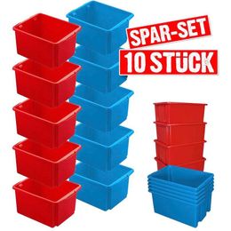 Aufbewahrungsbox (Set, 10 St), BxTxH: 36x45,5x24,5 cm, blau|bunt|rot