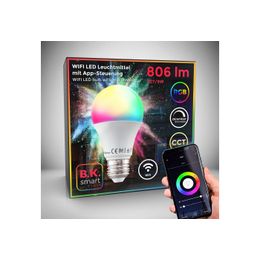 B.K.LICHT LED-Leuchtmittel, E27, 1 St., Farbwechsler, Smart Home LED-Lampe, RGB, WiFi, App-Steuerung, dimmbar, weiß