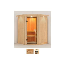 Karibu Sauna Nanna, BxTxH: 165 x 165 x 202 cm, 68 mm, (Set) ohne Ofen, beige