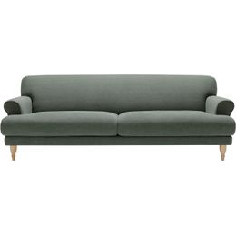 Lovi Sofa Ginger, 3-Sitzer, Füße Eiche natur, Sitzunterfederung mit Polsterunterlage, grün