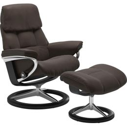 stressless® Relaxsessel Ruby (Set, Relaxsessel mit Hocker), mit Signature Base, Größe S, Gestell Eiche, Wenge, Braun & Schwarz, braun