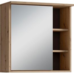 ByLiving Spiegelschrank Wellness inklusive LED Beleuchtung, Breite 60 cm, in Eiche-Optik, beige