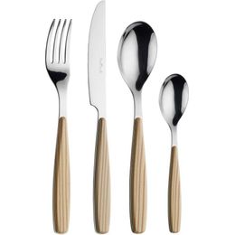 Pinti Inox PINTINOX Besteck-Set Riva (16-tlg), 4 Personen, Edelstahl 18/0, Kunststoff, mit Kunststoffgriff in Holz-Optik, beige