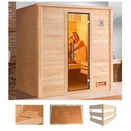 Weka Sauna Bergen 1, BxTxH: 198 x 148 x 203,5 cm, 45 mm, ohne Ofen, beige
