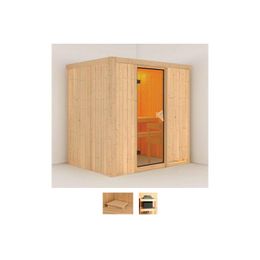 Karibu Sauna Finja, BxTxH: 196 x 151 x 198 cm, 68 mm, (Set) ohne Ofen, beige