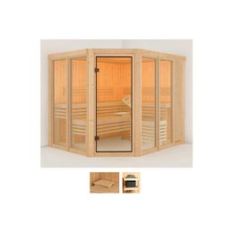 Karibu Sauna Anike 3, BxTxH: 231 x 196 x 198 cm, 68 mm, (Set) ohne Ofen, beige