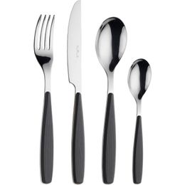 Pinti Inox PINTINOX Besteck-Set Riva (16-tlg), 4 Personen, Edelstahl 18/0, Kunststoff, mit Kunststoffgriff in Holz-Optik, schwarz