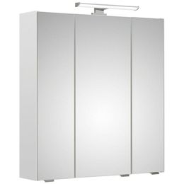 Saphir Spiegelschrank Quickset Badschrank, 3 Spiegeltüren, 6 Einlegeböden, 65 cm breit inkl. LED-Beleuchtung, Türdämpfer, Schalter-/Steckdosenkombination, weiß