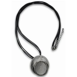 Firetti Lange Kette rund, Kreis auf Kreis, mit Glasstein, grau|schwarz