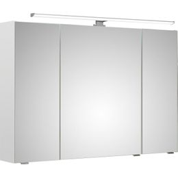 Saphir Spiegelschrank Quickset Badschrank, 3 Spiegeltüren, 6 Einlegeböden, 105 cm breit inkl. LED-Beleuchtung, Türdämpfer, Schalter-/Steckdosenkombination, weiß