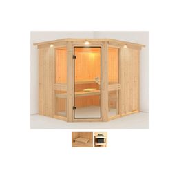Karibu Sauna Aline 3, BxTxH: 245 x 210 x 202 cm, 68 mm, (Set) ohne Ofen, beige