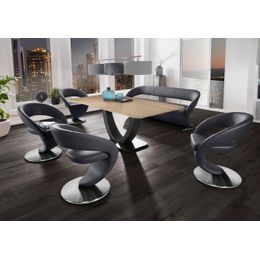 K+w Komfort & Wohnen K+W Komfort & Wohnen Essgruppe Wave, (Set), Design-Solobank mit 4 Design-Drehstühlen und Tisch in 180x90cm, blau