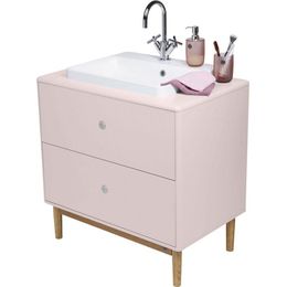 Tom Tailor HOME Waschtisch COLOR BATH, mit Mineralgussbecken, mit Füßen in Eiche geölt, Breite 80 cm, rosa