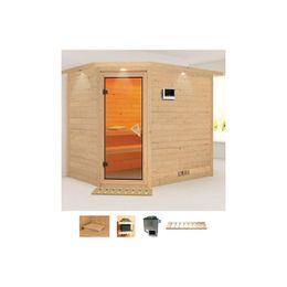Karibu Sauna Talida, BxTxH: 259 x 210 x 202 cm, 40 mm, (Set) 9-kW-Ofen mit externer Steuerung, beige
