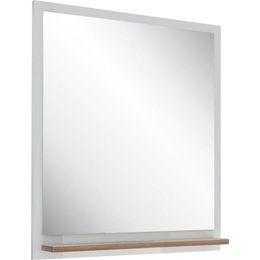 Saphir Badspiegel Quickset 923 Spiegel 60 cm breit mit Ablage, Flächenspiegel Weiß Glanz, Riviera Eiche quer Nachbildung, weiß