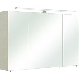 Saphir Spiegelschrank Quickset Badezimmer-Spiegelschrank inkl LED-Aufsatzleuchte 110 cm breit, inkl. Türdämpfer, 3 Spiegeltüren, mit Steckdose, weiß