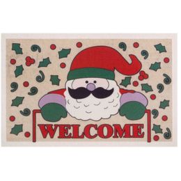 Fußmatte Welcome Weihnachtsmann, Home Affaire, rechteckig, Höhe: 6 mm, Motiv Weihnachten, mit Spruch, Rutschfest, Schmutzfang, beige