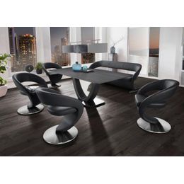 K+w Komfort & Wohnen K+W Komfort & Wohnen Essgruppe Wave, (Set), Design-Solobank mit 4 Design-Drehstühlen und Tisch in 180x90cm, schwarz