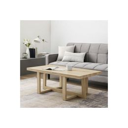 Andas Couchtisch Sloan, mit einem besonderen Beingestell, mit einer Holzoptik Tischplatte, beige