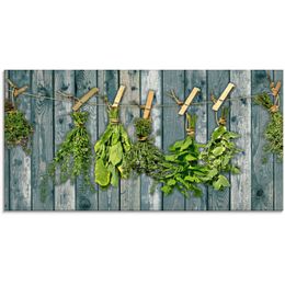 Artland Glasbild Kräuter mit Holzoptik, Pflanzen (1 St), grün