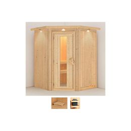 Karibu Sauna Liva, BxTxH: 165 x 165 x 202 cm, 68 mm, (Set) ohne Ofen, beige