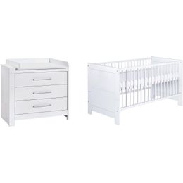 Schardt Babymöbel-Set Nordic White, (Spar-Set, 2-St., Kinderbett, Wickelkommode), mit Kinderbett und Wickelkommode; Made in Germany, weiß
