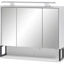 Schildmeyer Spiegelschrank Limone Breite 70 cm, 3-türig, LED-Beleuchtung, Schalter-/Steckdosenbox, weiß