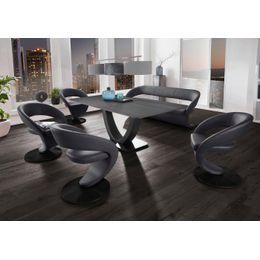 K+w Komfort & Wohnen K+W Komfort & Wohnen Essgruppe Wave, (Set), 4 Design-Drehstühlen und Tisch in 180x90cm, Tischplatte Wildeiche, schwarz