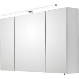 Saphir Spiegelschrank Quickset 360 Badschrank, 3 Spiegeltüren, 6 Einlegeböden, 110 cm breit inkl. LED-Beleuchtung, Türdämpfer, Schalter-/Steckdosenkombination, weiß