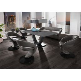 K+w Komfort & Wohnen K+W Komfort & Wohnen Essgruppe Wave, (Set), 4 Design-Drehstühlen und Tisch in 180x90cm, Tischplatte Wildeiche, braun