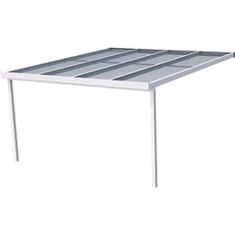 Gutta Terrassendach Premium, BxT: 410,2x406 cm, Bedachung Doppelstegplatten, BxT: 410x406 cm, Dach Polycarbonat klar, weiß