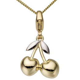 Firetti Charm-Einhänger Schmuck Geschenk Gold 375 Halskette Charmarmband Gold-Charm Kirsche, gelb|goldfarben
