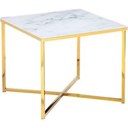 Salesfever Beistelltisch, Tischplatte in Marmoroptik, weiß