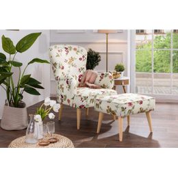 Max Winzer® Sessel Lale (1-St), dekorative Zierknöpfe und umlaufende Kedernähte, bunt|weiß