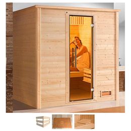 Weka Sauna Bergen, BxTxH: 198 x 181 x 204 cm, 45 mm, ohne Ofen, beige