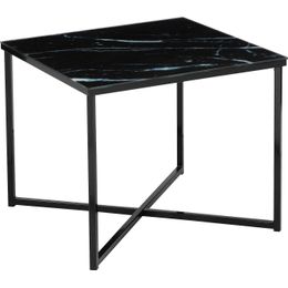 Salesfever Beistelltisch, Tischplatte in Marmoroptik, schwarz