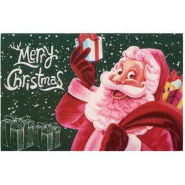 Fußmatte Merry Christmas, Home Affaire, rechteckig, Höhe: 6 mm, mit Spruch, Weihnachten, Weihnachtsmann, Santa Claus, bunt