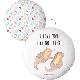 Dekokissen Mr.&Mrs. Panda "I love you like no Otter", mit niedlichem Motiv und Schriftzug, bunt|weiß