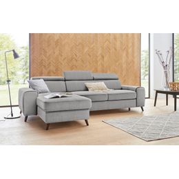 exxpo - sofa fashion Ecksofa Forza, inklusive Kopf- bzw. Rückenverstellung, wahlweise mit Bettfunktion, grau|silberfarben