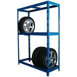 SZ Metall Schwerlastregal, B/T/H: 130x50x180 cm, für 12 Reifen, höhenverstellbar, blau