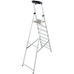 Krause Stehleiter Safety, Aluminium, 1x8 Stufen, Arbeitshöhe ca. 370 cm, silberfarben