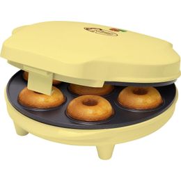 Bestron Donut-Maker ADM218SD Sweet Dreams, 700 W, im Retro Design, Antihaftbeschichtung, Gelb, gelb