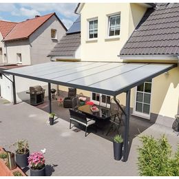 Gutta Terrassendach Premium, BxT: 812,5x406 cm, Bedachung Doppelstegplatten, BxT: 813x406 cm, Dach Polycarbonat Opal, grau
