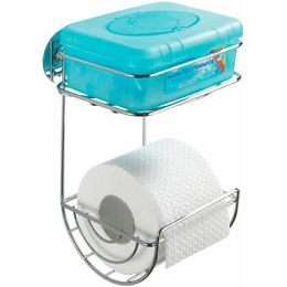 Wenko Toilettenpapierhalter, Turbo-Loc, mit Ablage, silberfarben